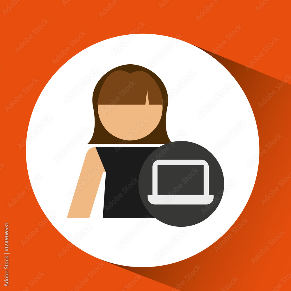 character female laptop technology icon design vector illustration ...
