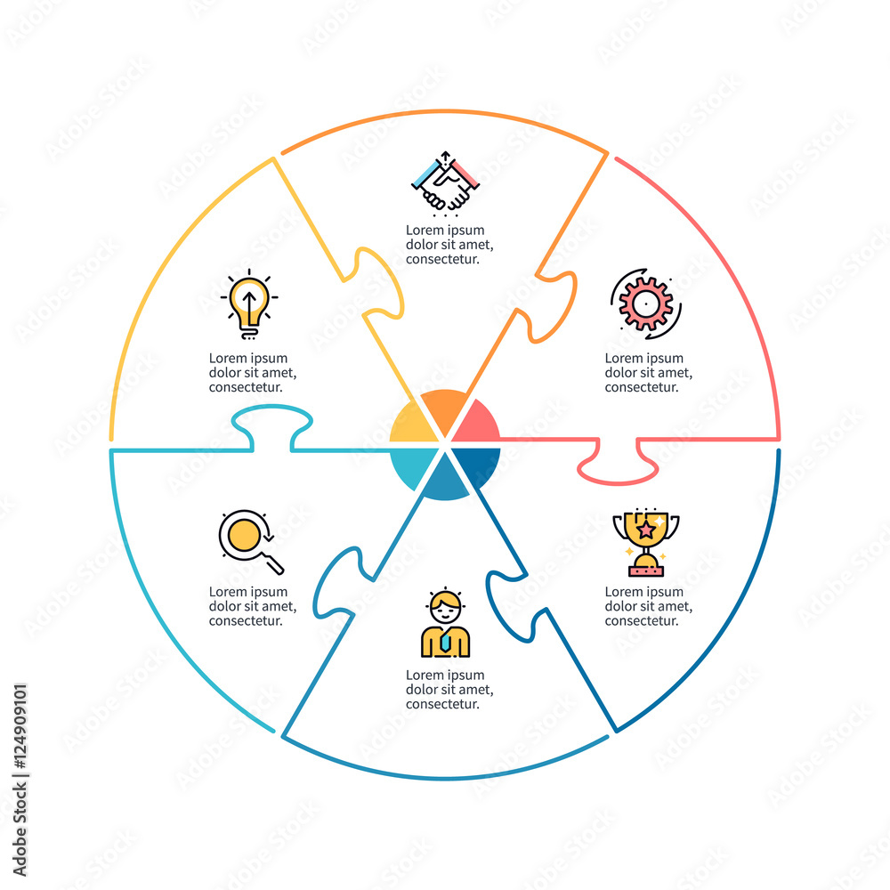 Linear infographis. Minimalistic chart, diagram with 6 steps, options ...