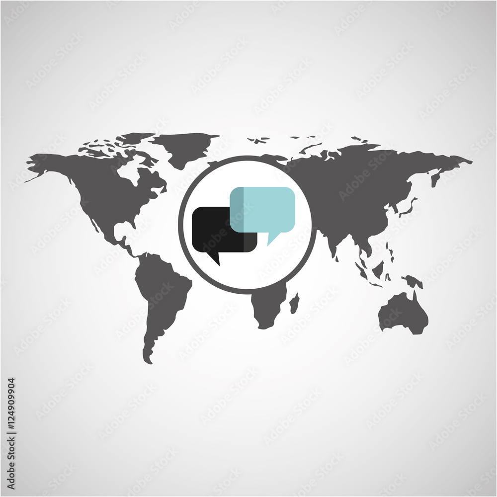 world map with talk icon, vector illustration Stock Vector | Adobe Stock