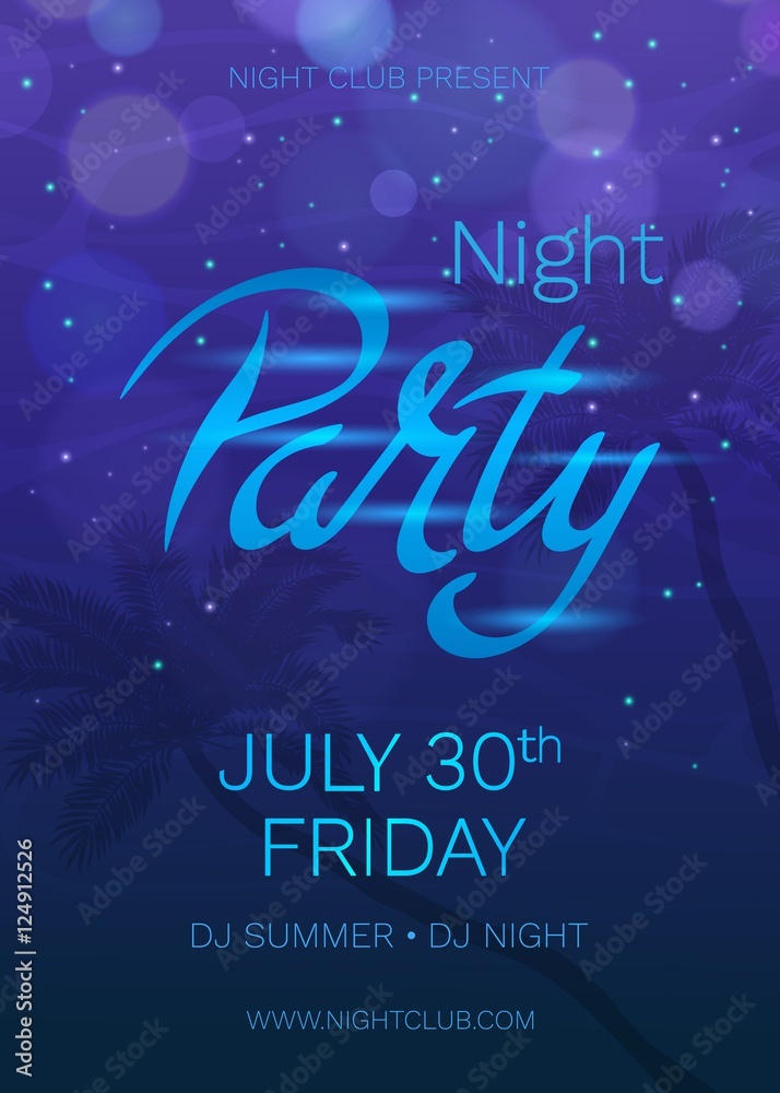 Vector template for poster and flyers night party with shining ...