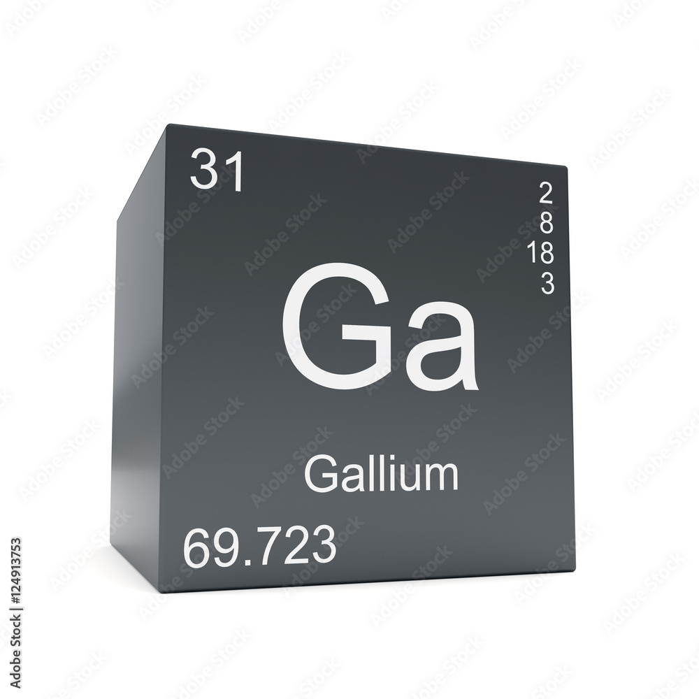 Gallium chemical element symbol from the periodic table displayed on ...