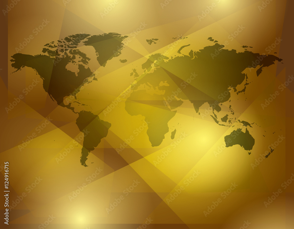 gold abstract background with map of world - vector Stock Vector ...