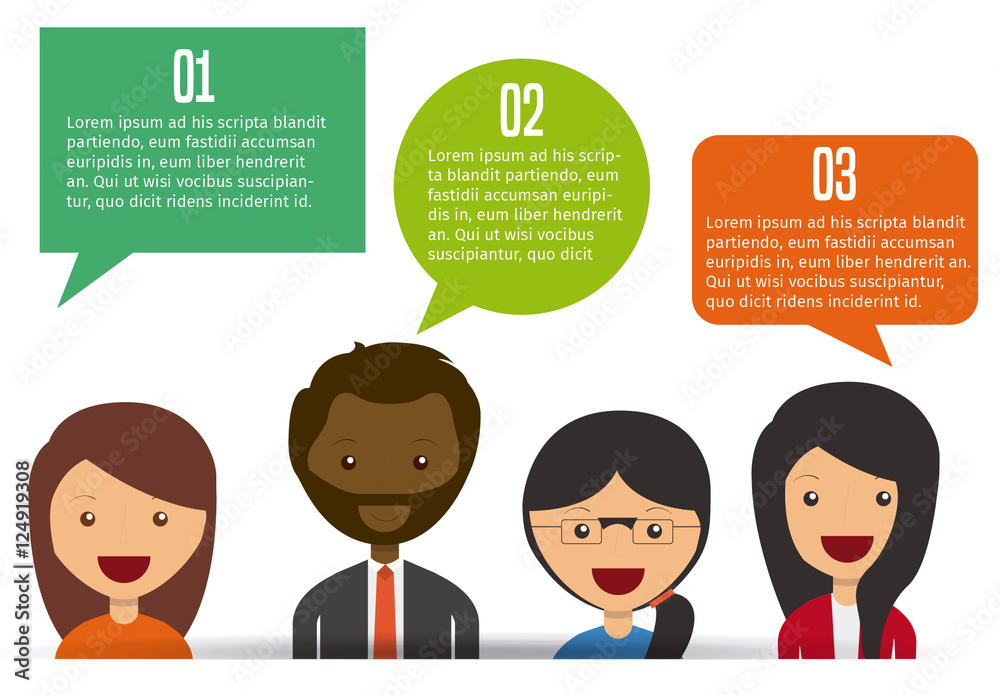 Talk Bubble Element Infographic with Cartoon Style People Icons Stock ...