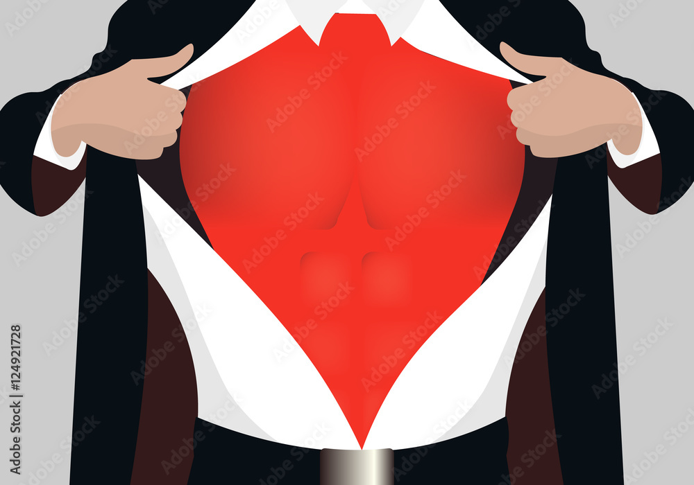 The man rips his shirt on his chest, Superman undercover, Stock Vector ...