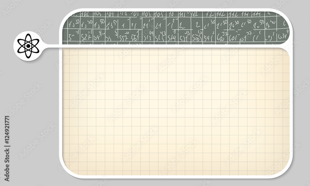 Gray text box for your text with science symbol and hand written Stock ...