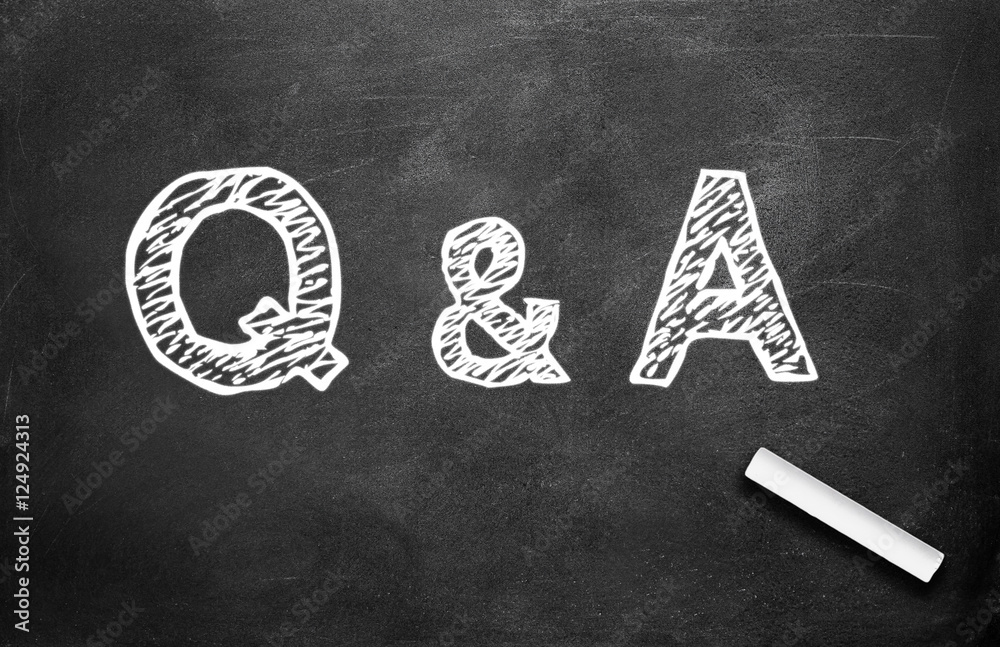 Chalk and Q&A write on chalkboard background Stock Photo | Adobe Stock
