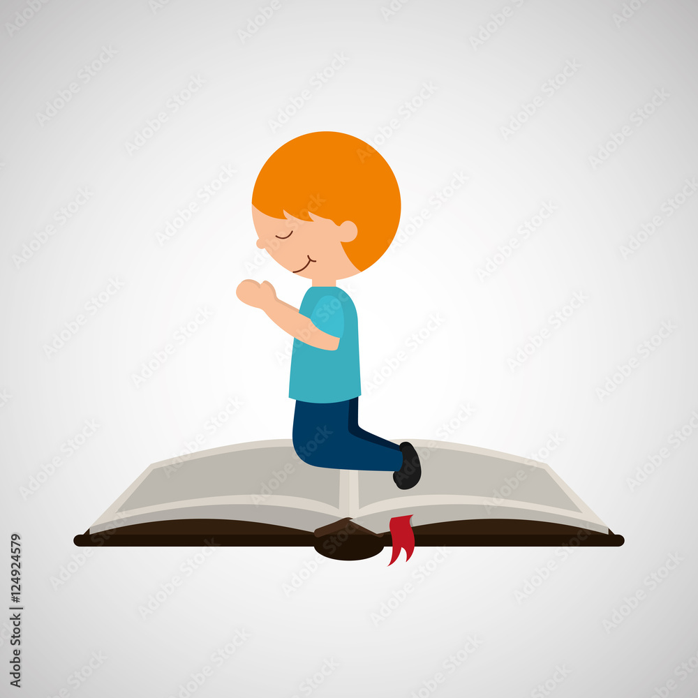 cute boy blessed on bible desing icon vector illustration Stock Vector ...