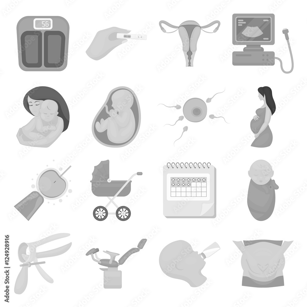 Pregnancy set icons in monochrome style. Big collection of pregnancy ...