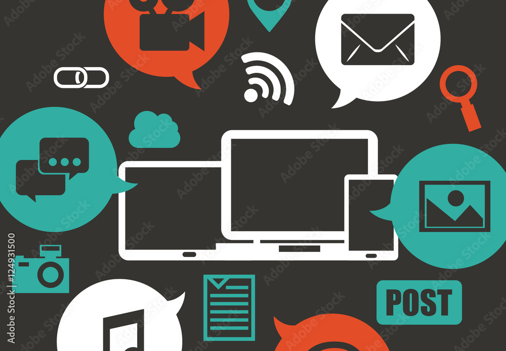 3-Color, Laptop, Tablet, Smartphone, and Multimedia Icon Collection ...