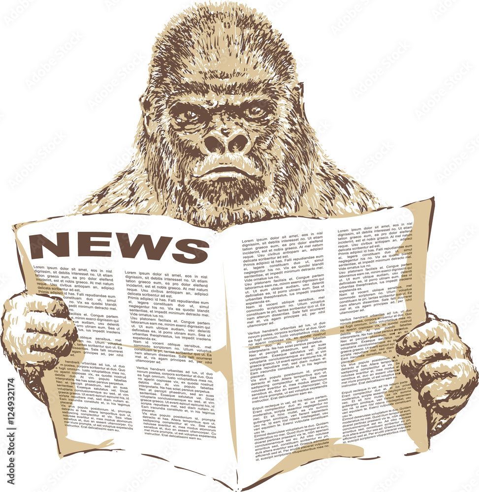 Monkey with newspaper Stock Vector | Adobe Stock