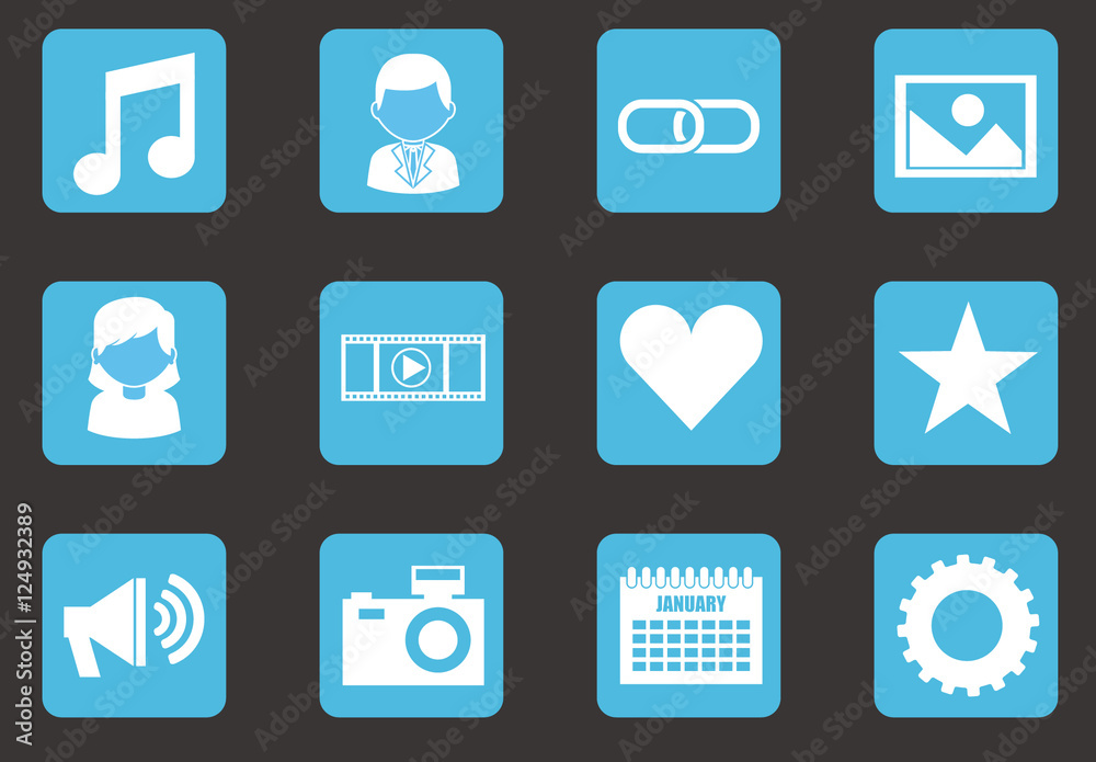 36 Square Blue Social Media and Web Icons Stock Template | Adobe Stock