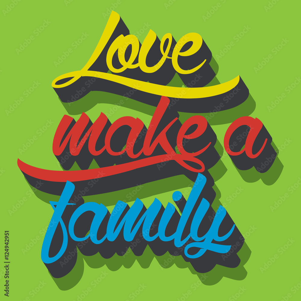 Lettering postcard family and love quotes set. Motivation, poster ...