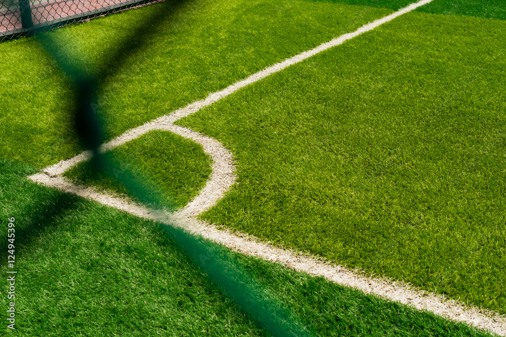corner of a soccer field behind the fence Stock Photo | Adobe Stock