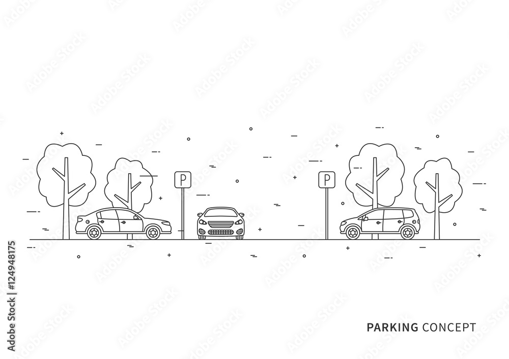 Parking vector illustration. Parking lot creative concept. Parking zone ...