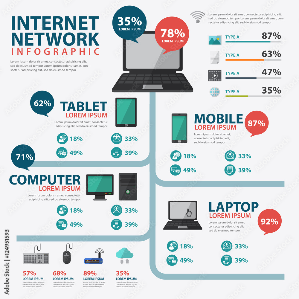 Vector internet and network infographic concept Stock Vector | Adobe Stock