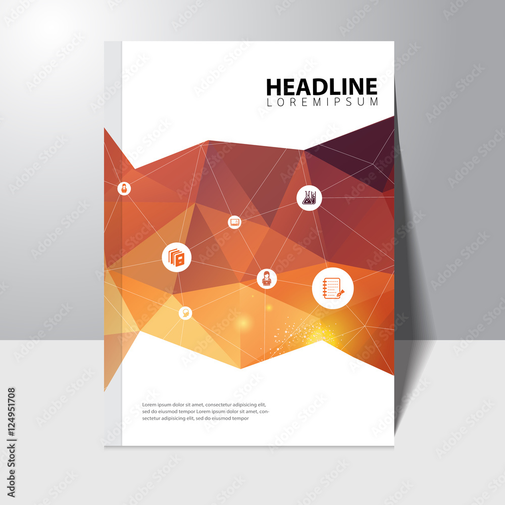 Vector education book cover design template with polygonal background ...