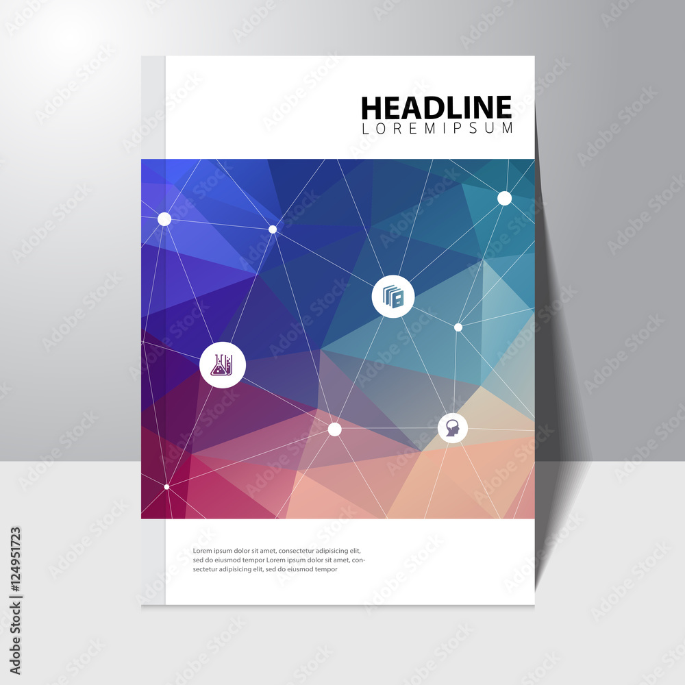 Vector education book cover design template with polygonal background ...