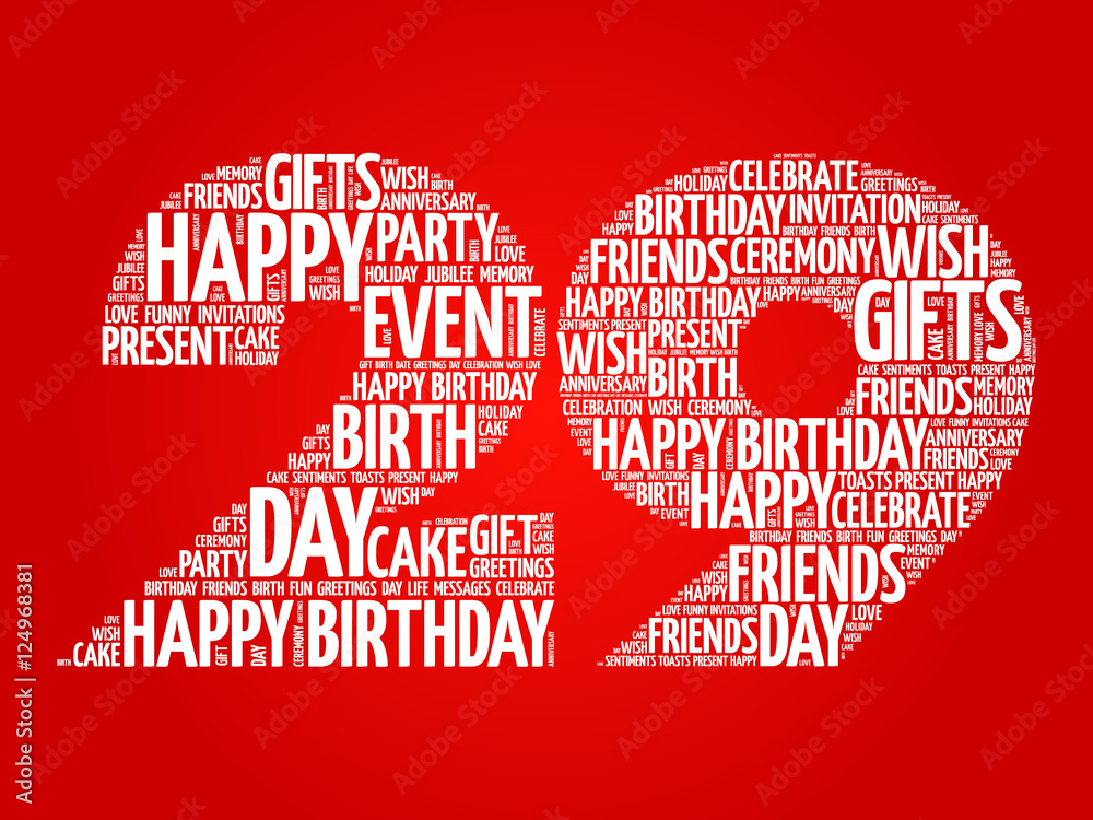 Happy 29th birthday word cloud collage concept Stock Vector | Adobe Stock
