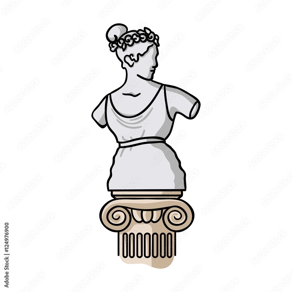 Statue icon in cartoon style isolated on white background. Museum ...