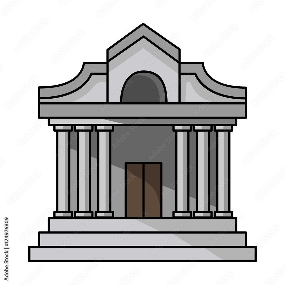 Museum building icon in cartoon style isolated on white background ...