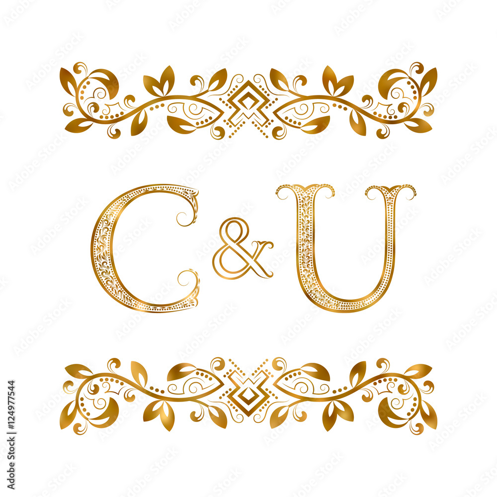 C&U vintage initials logo symbol. The letters are surrounded by ...