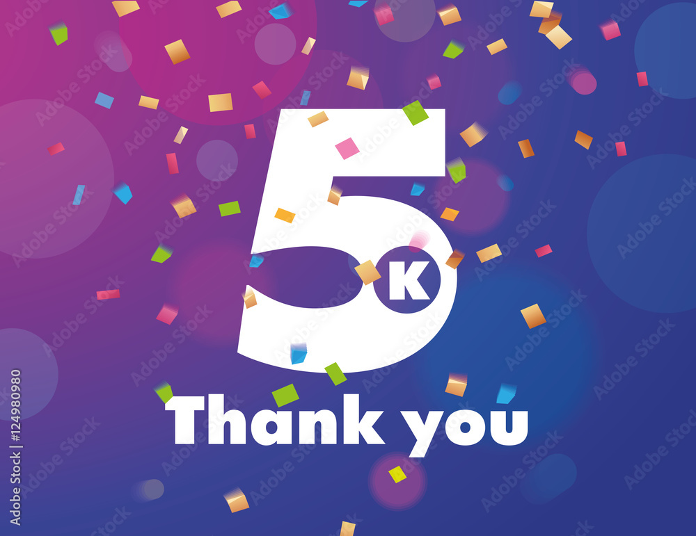 Congratulations 5K followers thanks banner background with confetti ...