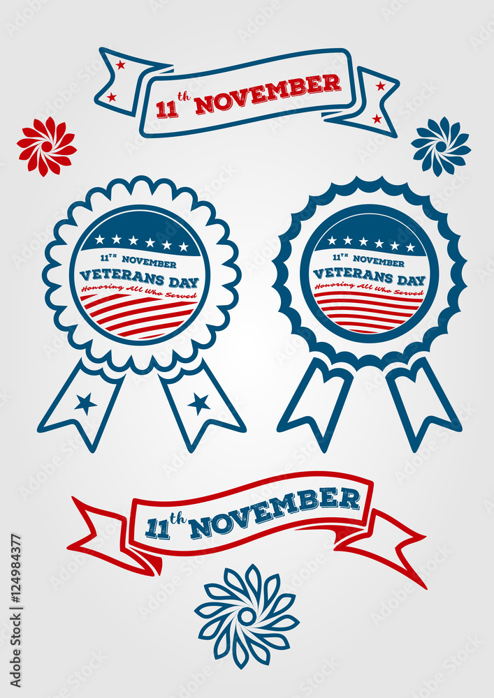 Set of different ribbons for Veterans Day Stock Vector | Adobe Stock