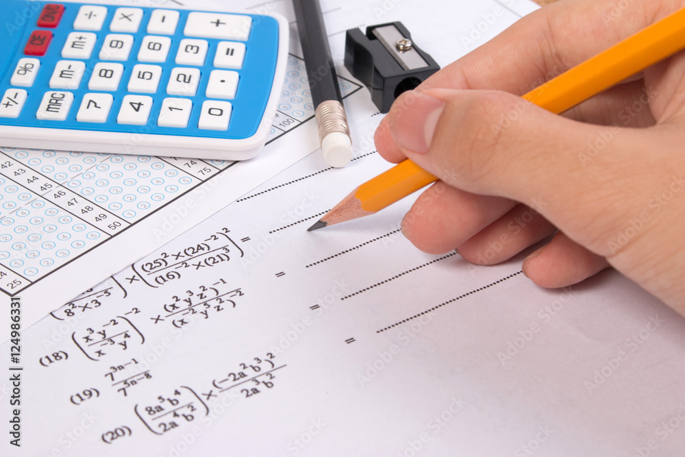 Hand Working On Math Homework