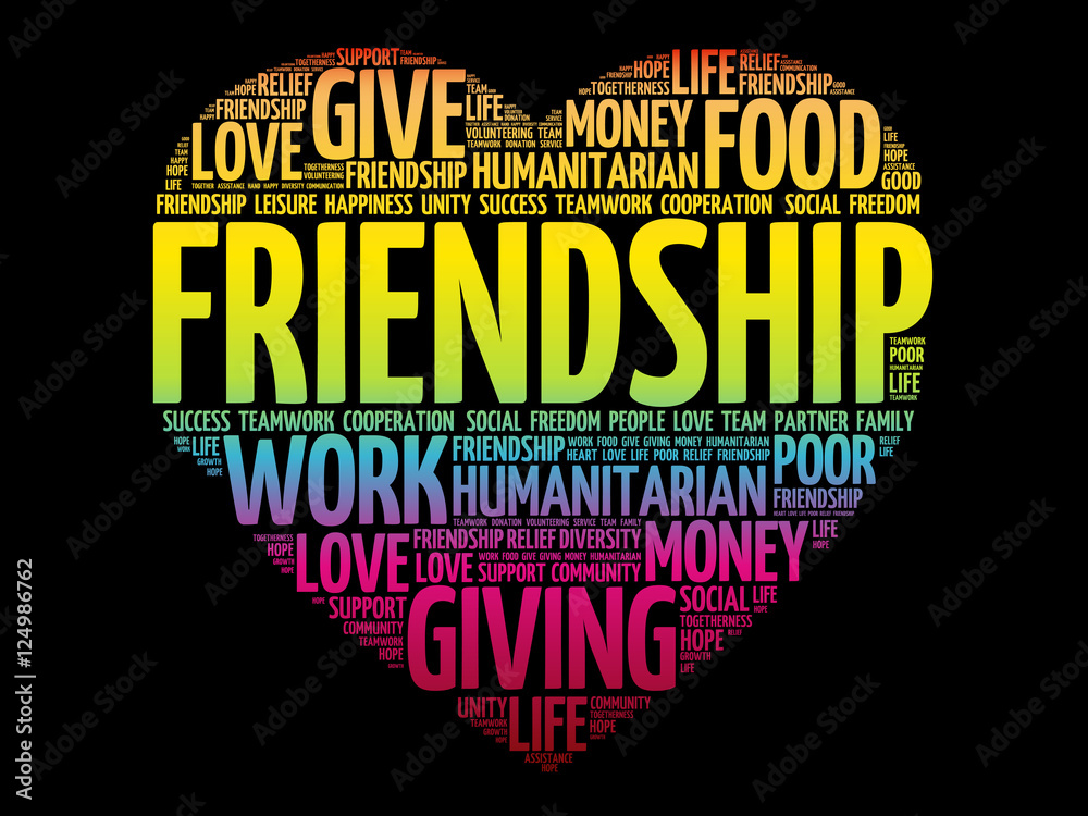 Friendship heart word cloud collage, concept background Stock Vector ...