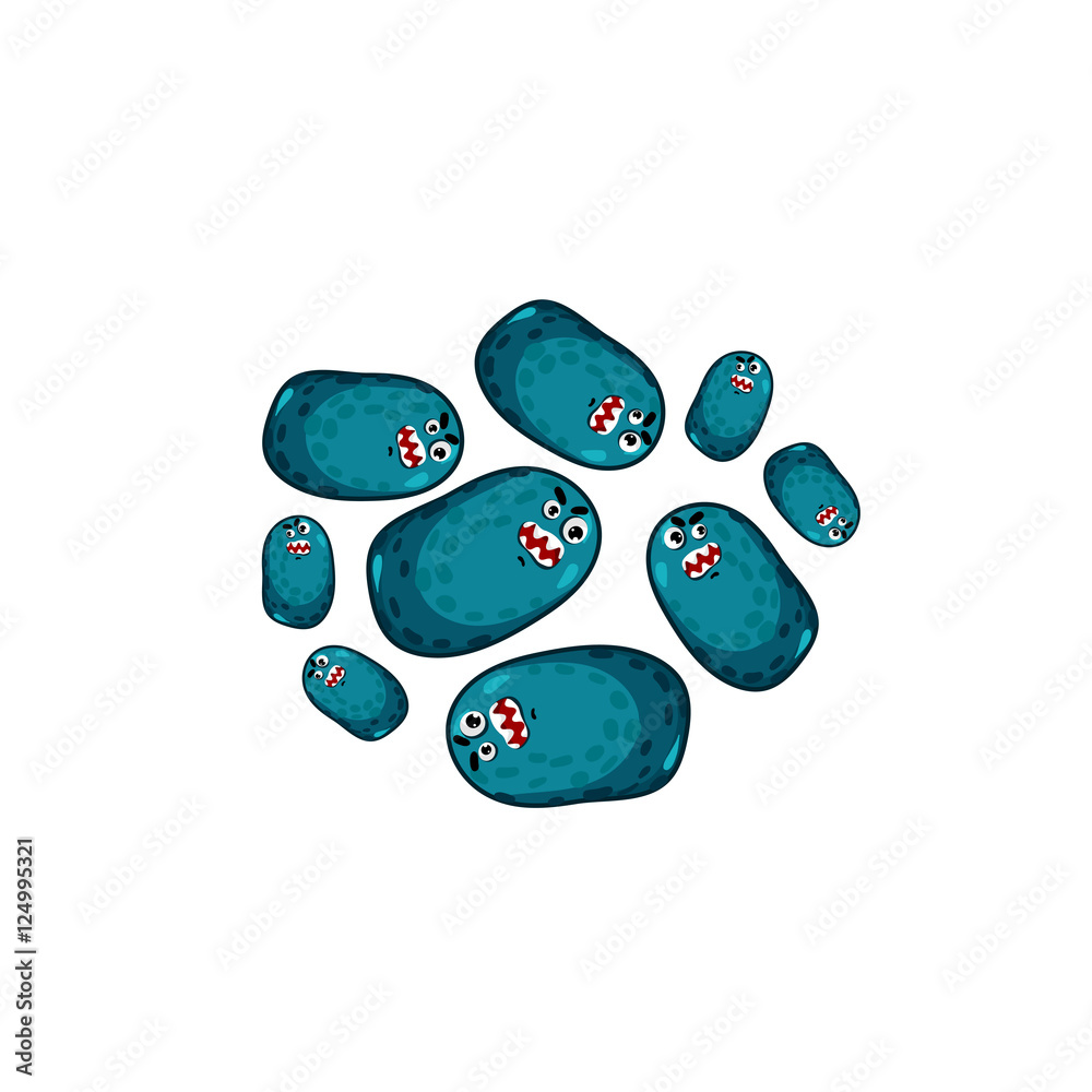 Cartoon bacteria character isolated vector illustration on white ...