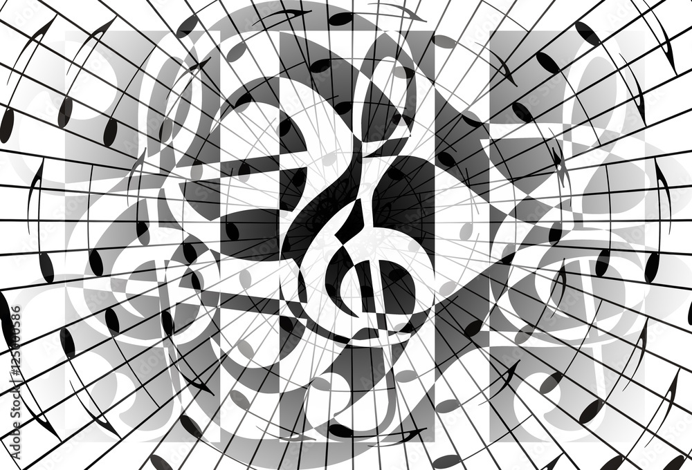 Black And White Abstract Music Paintings