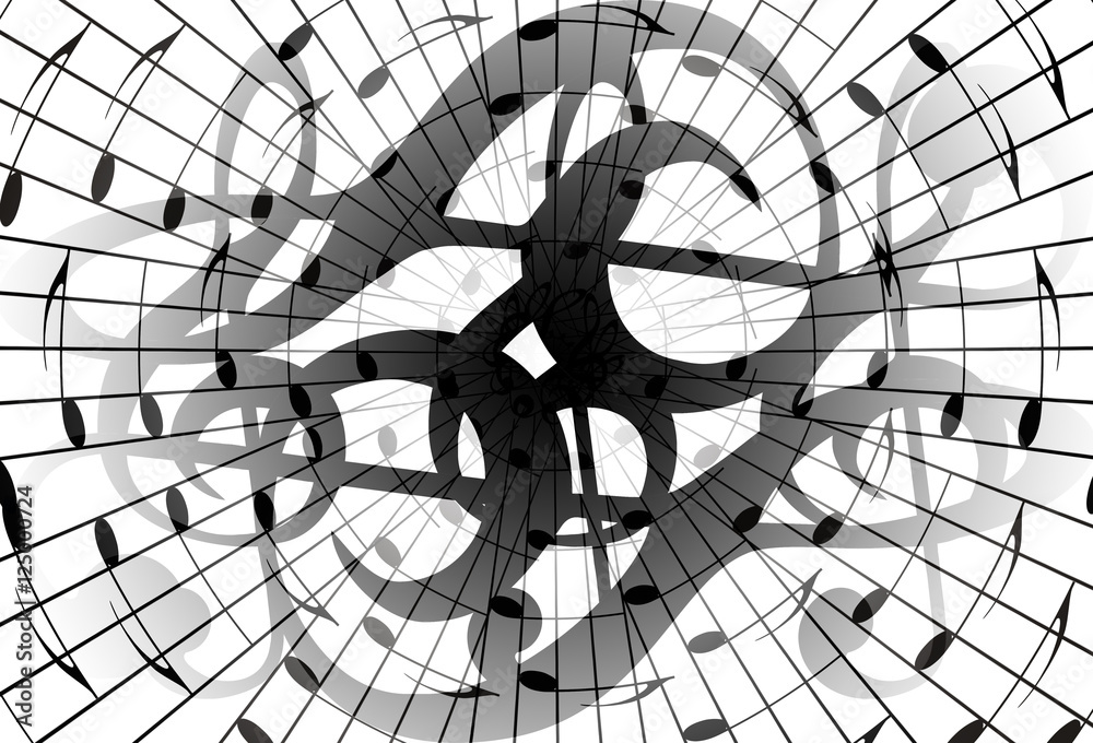 abstract music theme background with music note and clef, modern design ...