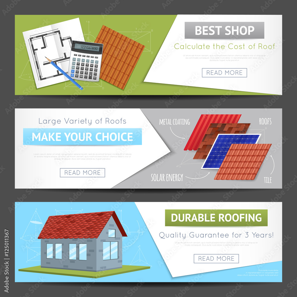 Roof Advertising Horisontal Banners Stock Vector | Adobe Stock