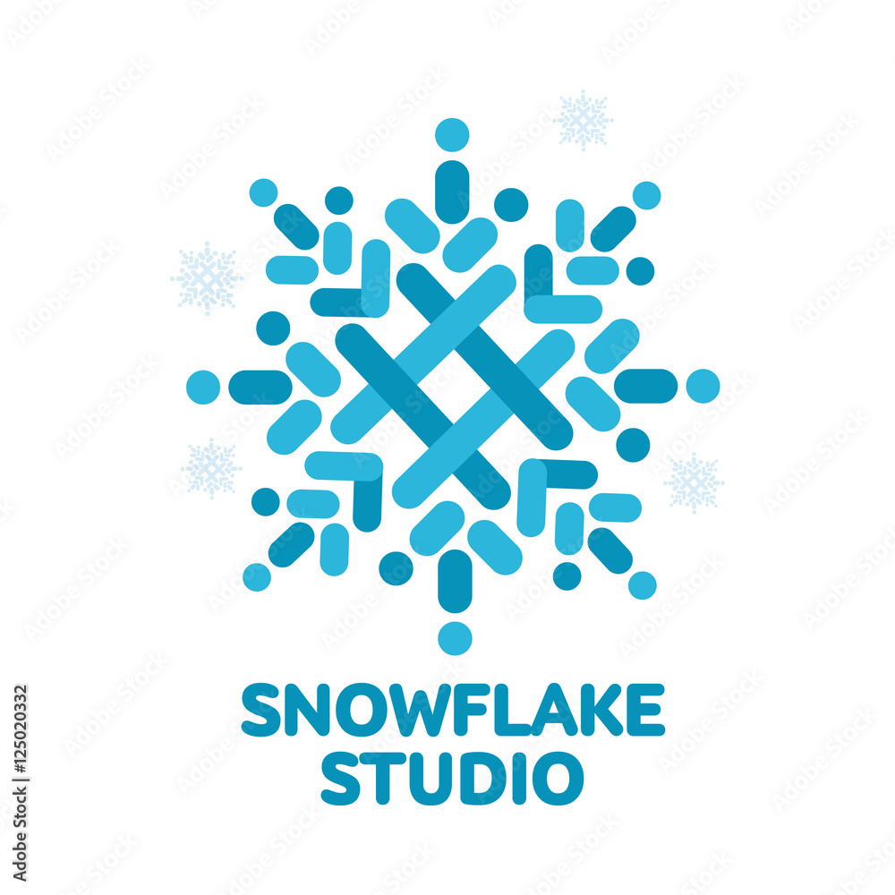 blue and white snowflake vector logo templates isolated on white ...