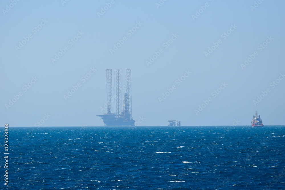 oil-rig in the distance in the Red Sea Stock Photo | Adobe Stock