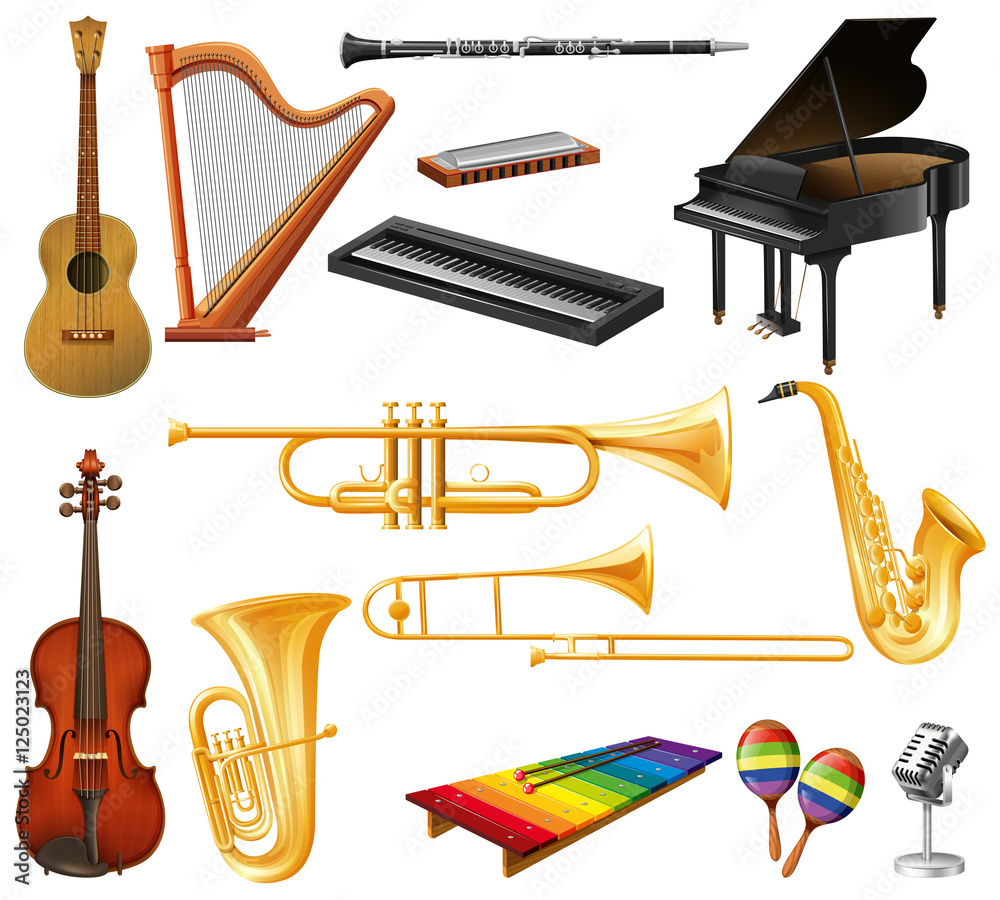 Different types of musical instruments Stock Vector | Adobe Stock