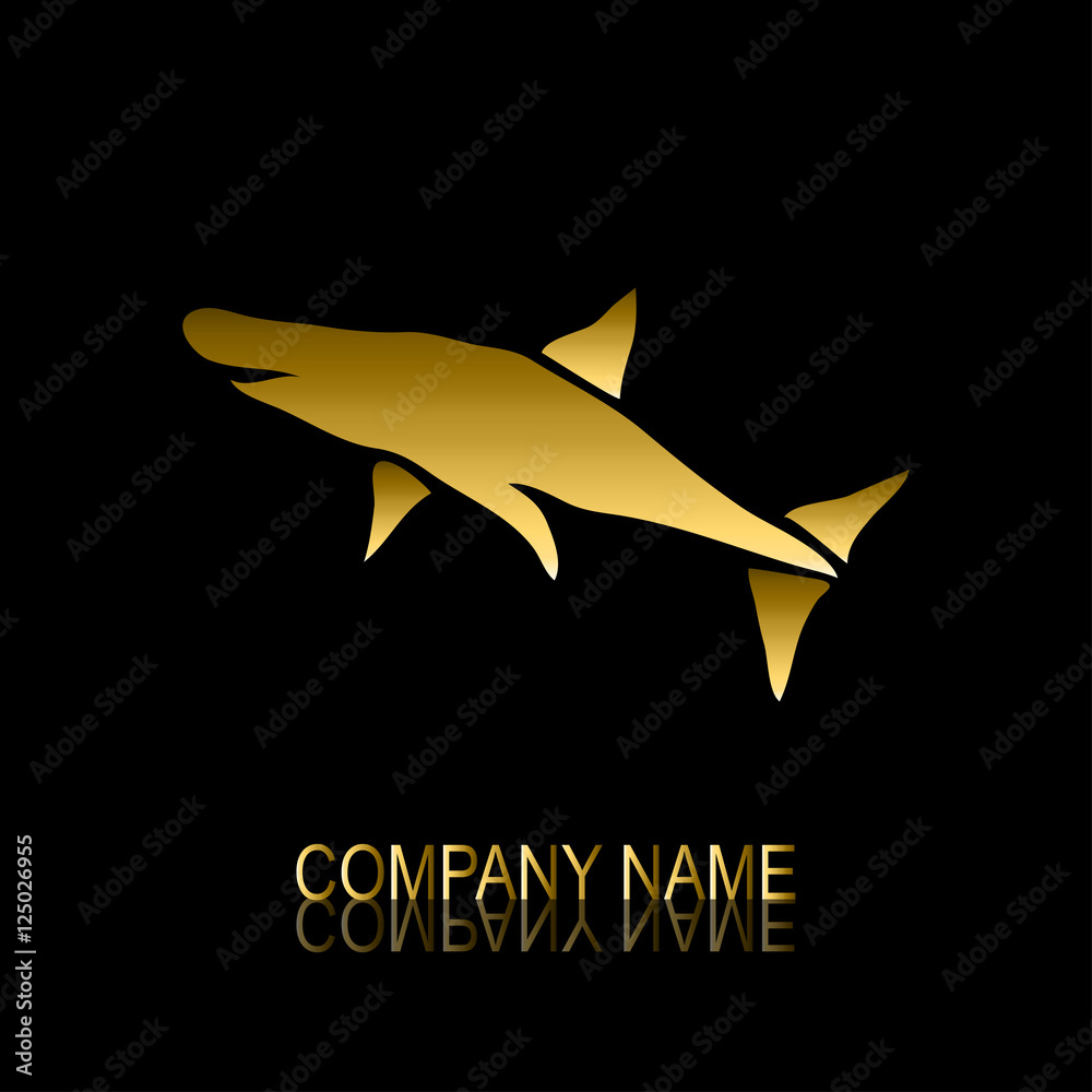 golden shark symbol Stock Vector | Adobe Stock