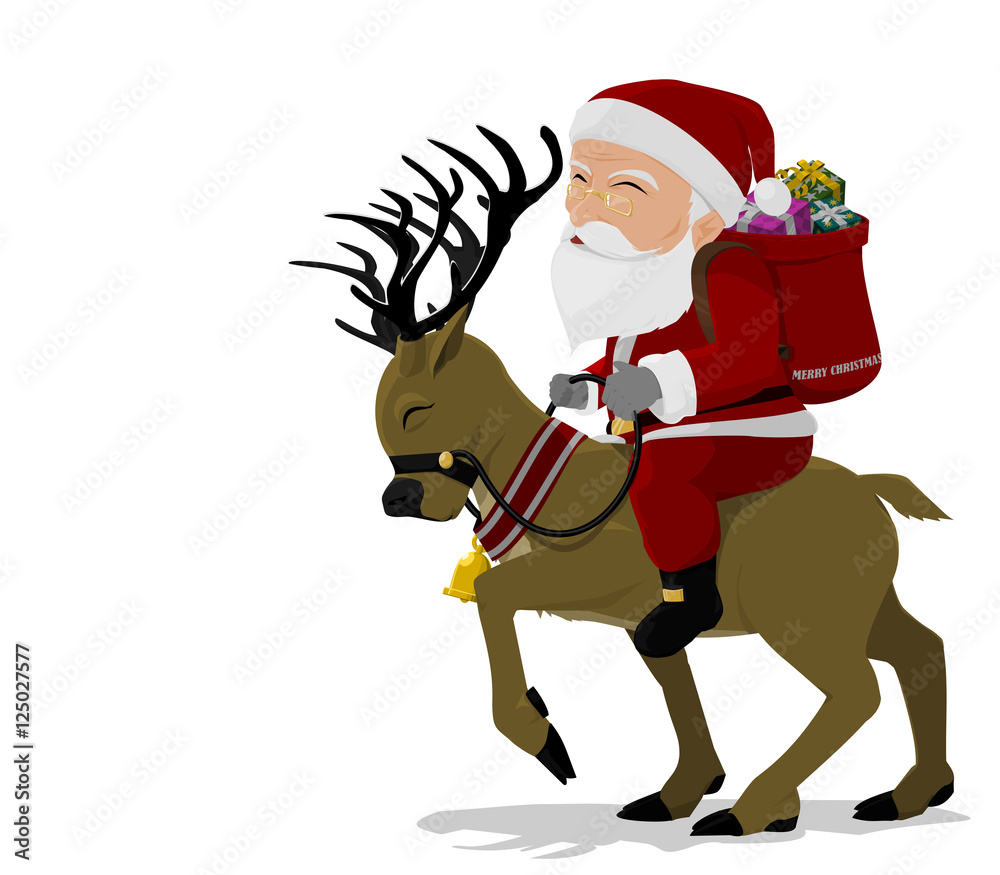 Santa is riding reindeer on transparent background Stock Vector | Adobe ...