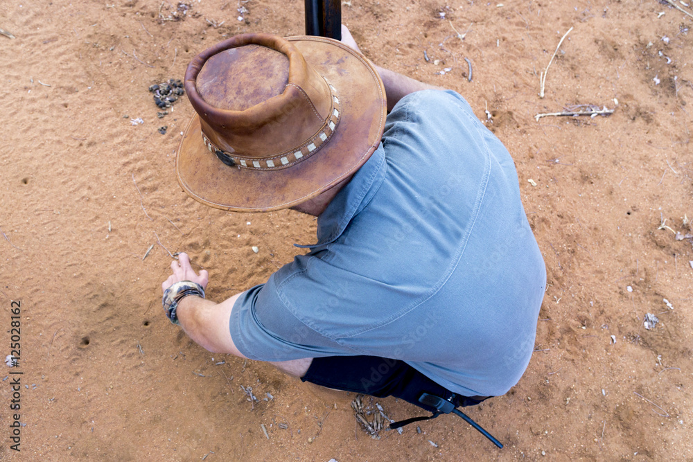 Wildlife ranger explaining animal tracks Stock Photo | Adobe Stock
