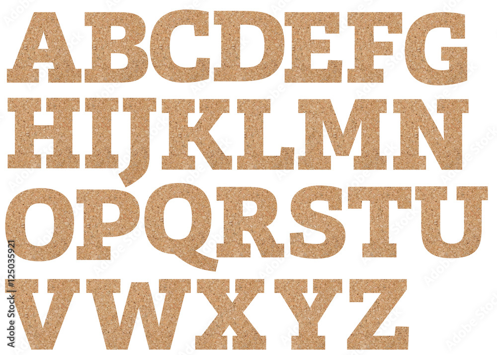 Cork board font letters of english alphabet on a transparent wipe board. Stock Illustration ...