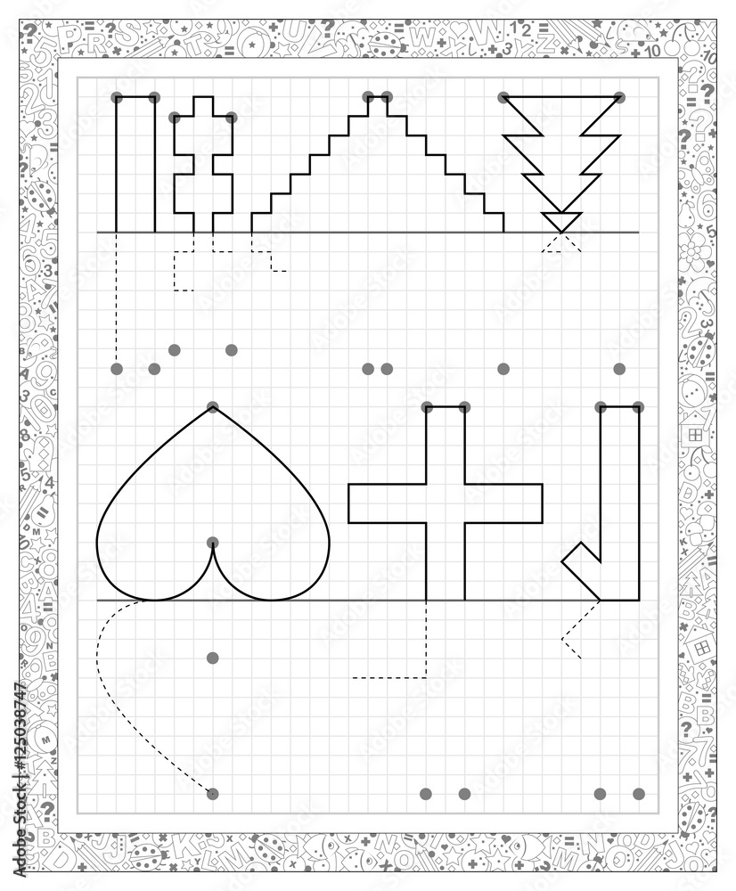 Black and white worksheet on a square paper with exercises for little ...