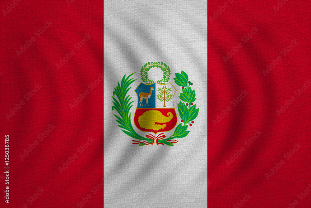 Flag of Peru wavy, real detailed fabric texture Stock Photo | Adobe Stock