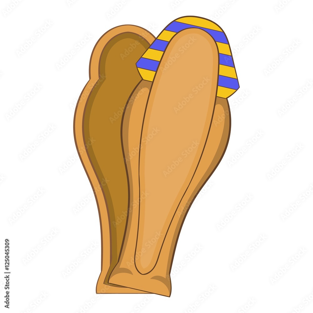 Pharaoh sarcophagus icon. Cartoon illustration of sarcophagus vector ...