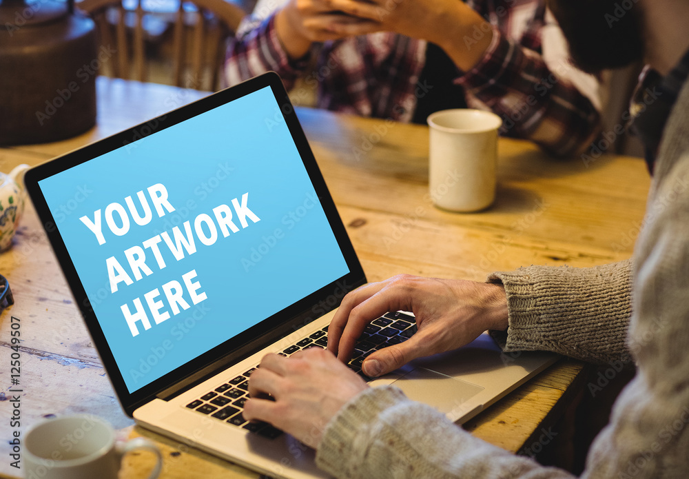 Man Using Laptop Mockup Stock Template | Adobe Stock