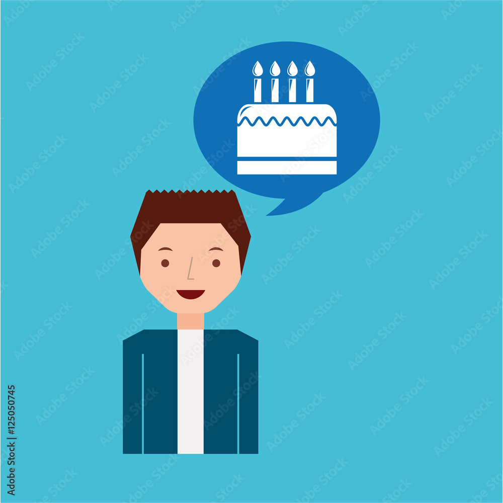 cartoon man cake and candles dessert design icon vector illustration ...