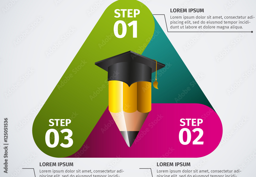 Education and Graduation Infographic with Triangle Element and Pencil ...