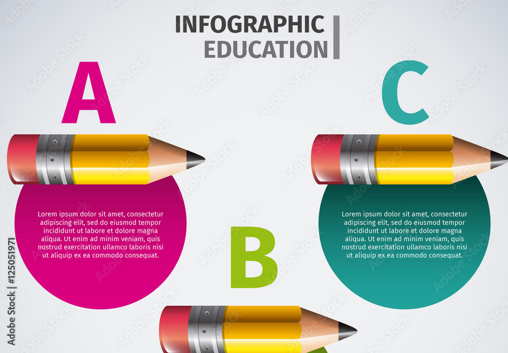 Education Data Infographic with Pencil Header Element 1 Stock Template ...