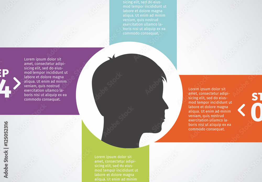 Colorful Infographic Steps Process Silhouette Modern Layout Template ...