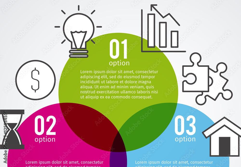 Assorted Icons Around a Venn Diagram with Editable Text Stock Template ...