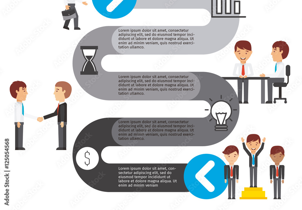 Businessmen Process Infographic with Editable Text Stock Template ...